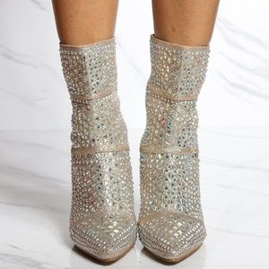 Shoes | New Bling Gold Glitter Rhinestone Embellished Ankle Booties ...